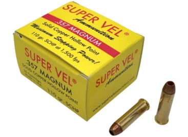 Super Vel Ammunition 357 Magnum 110 grain Solid Copper Hollow Point ...